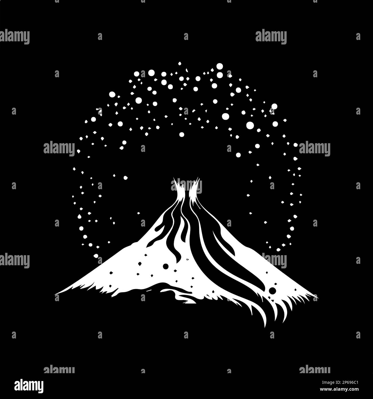 Minimalistic logo template, white icon of volcano eruption silhouette ...