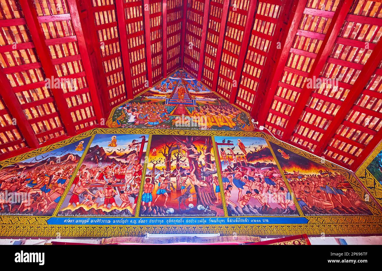 CHIANG MAI, THAILAND - MAY 3, 2019: gable wall in Viharn of Wat Thung ...