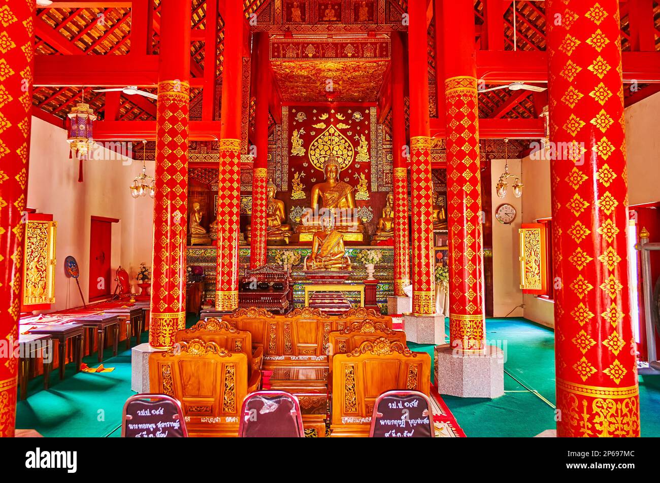 CHIANG MAI, THAILAND - MAY 3, 2019: The red gamma interior of the ...