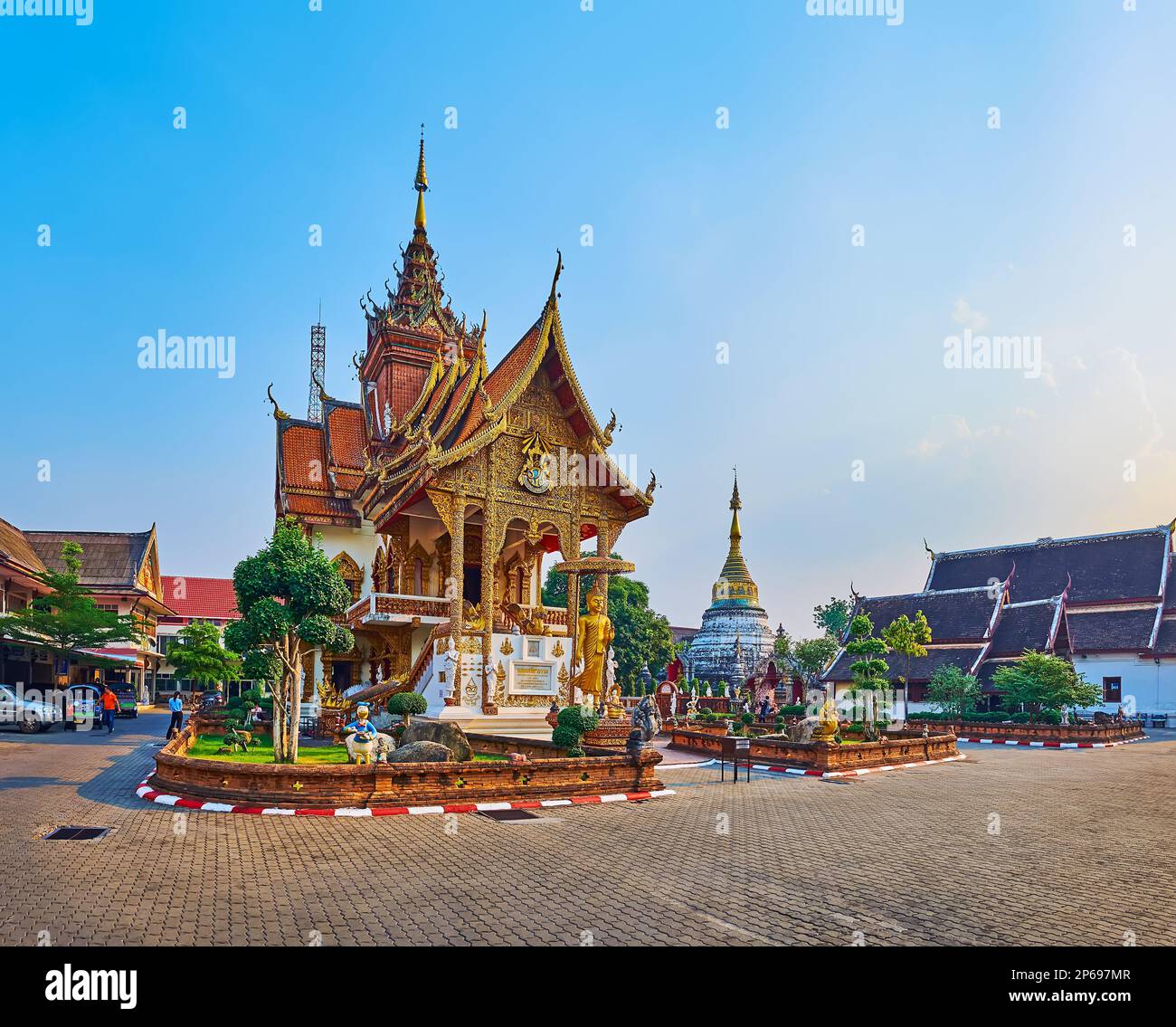 The Wat Buppharam Temple with splendid building of viharn-library ...