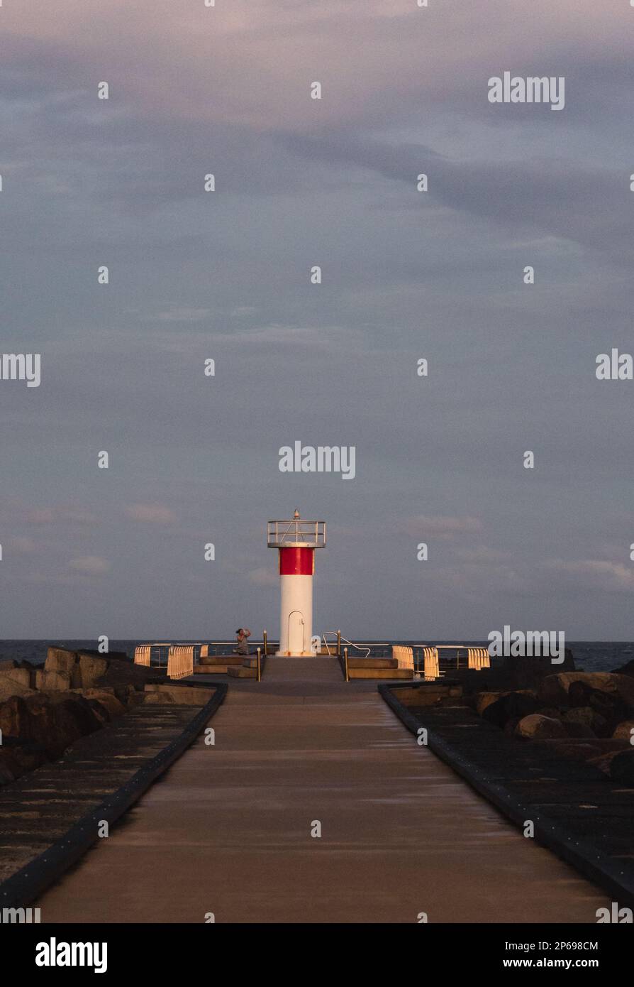 Portrait view of The Spit light house Stock Photo - Alamy