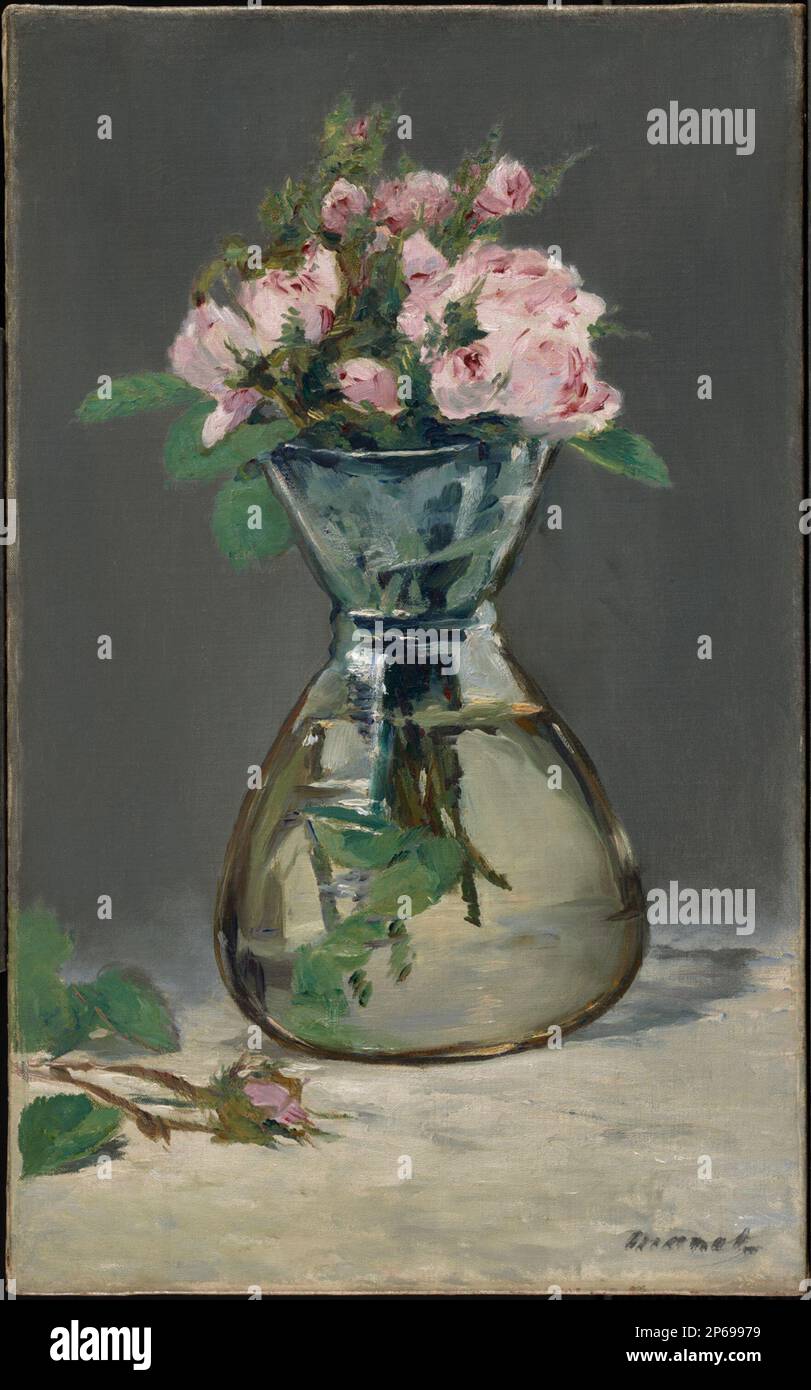 Édouard Manet, Moss Roses in a Vase, 1882, oil on canvas Stock Photo ...