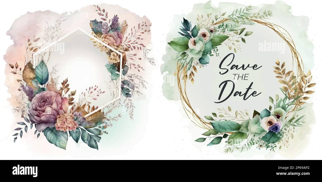Floral Wedding Invitation elegant invite card vector Design: garden ...