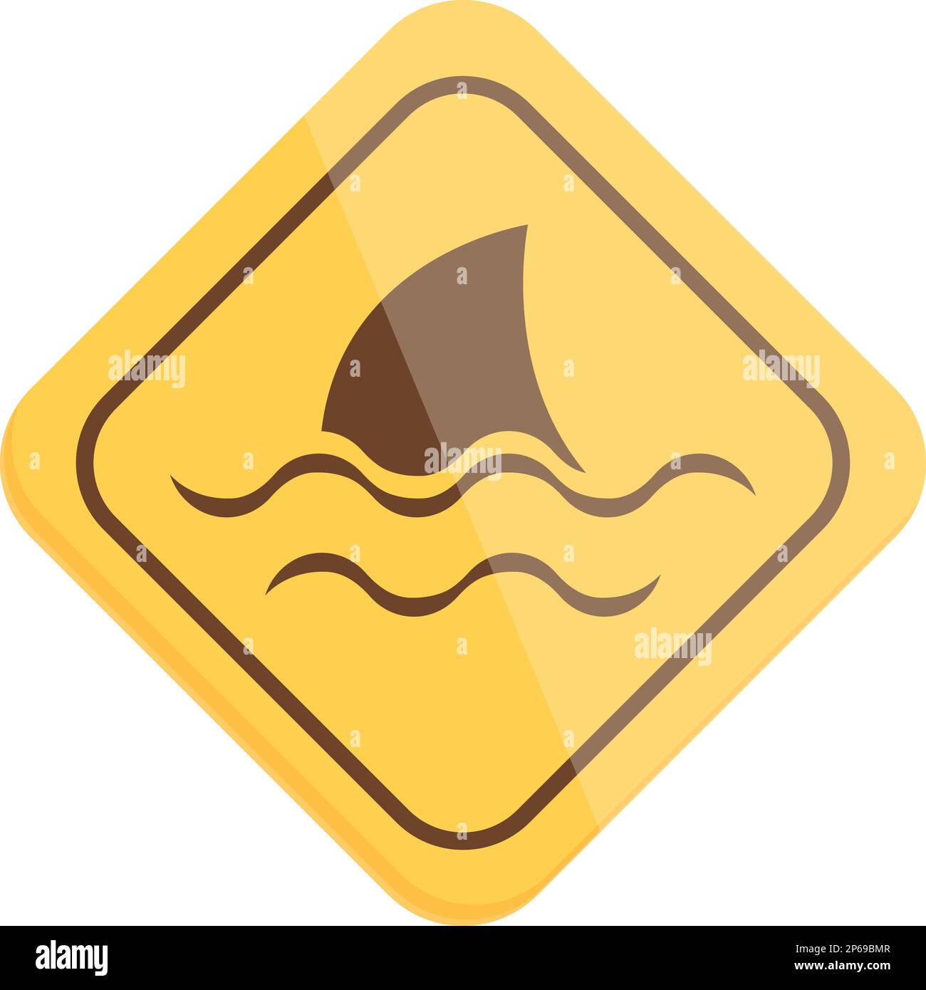 Shark label icon cartoon vector. Danger sign. Island animal Stock ...