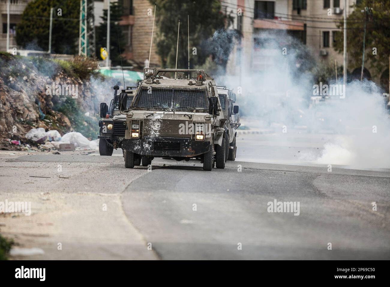 Nablus, Palestine. 07th Mar, 2023. Israeli army forces fired tear gas ...
