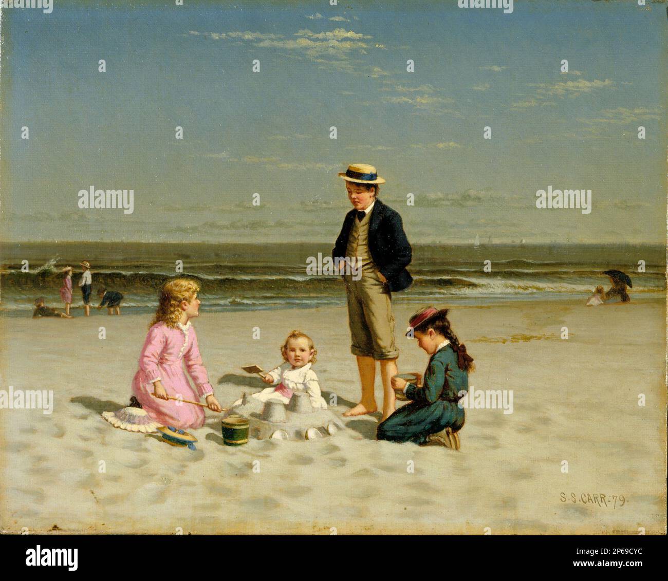 Samuel S. Carr, Children Playing on the Beach, 1879, oil on canvas ...