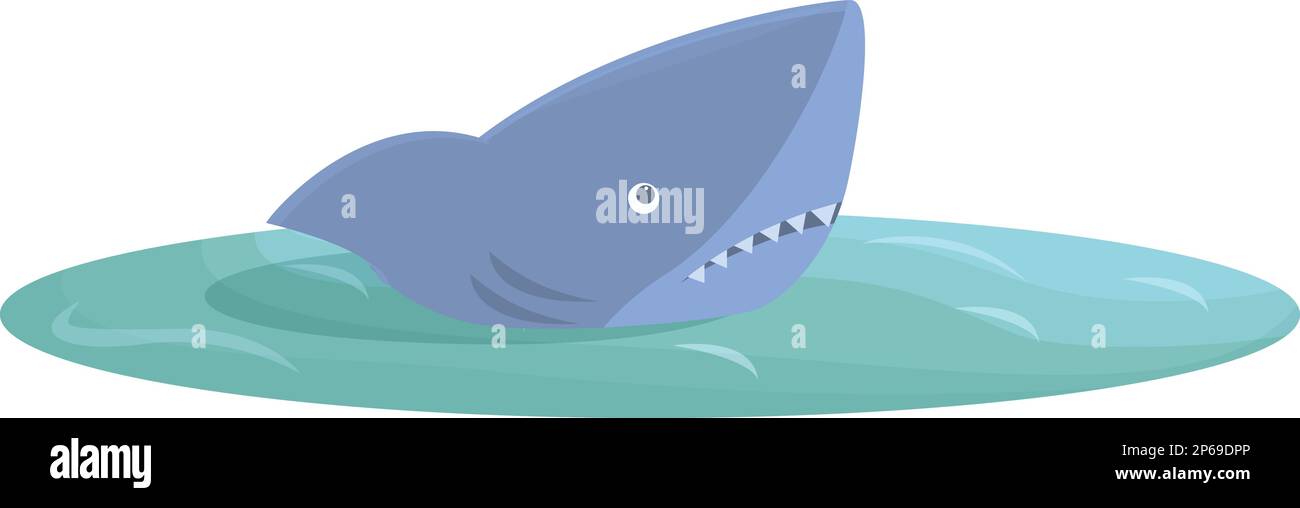 Attack shark icon cartoon vector. Danger sign. Summer board Stock ...