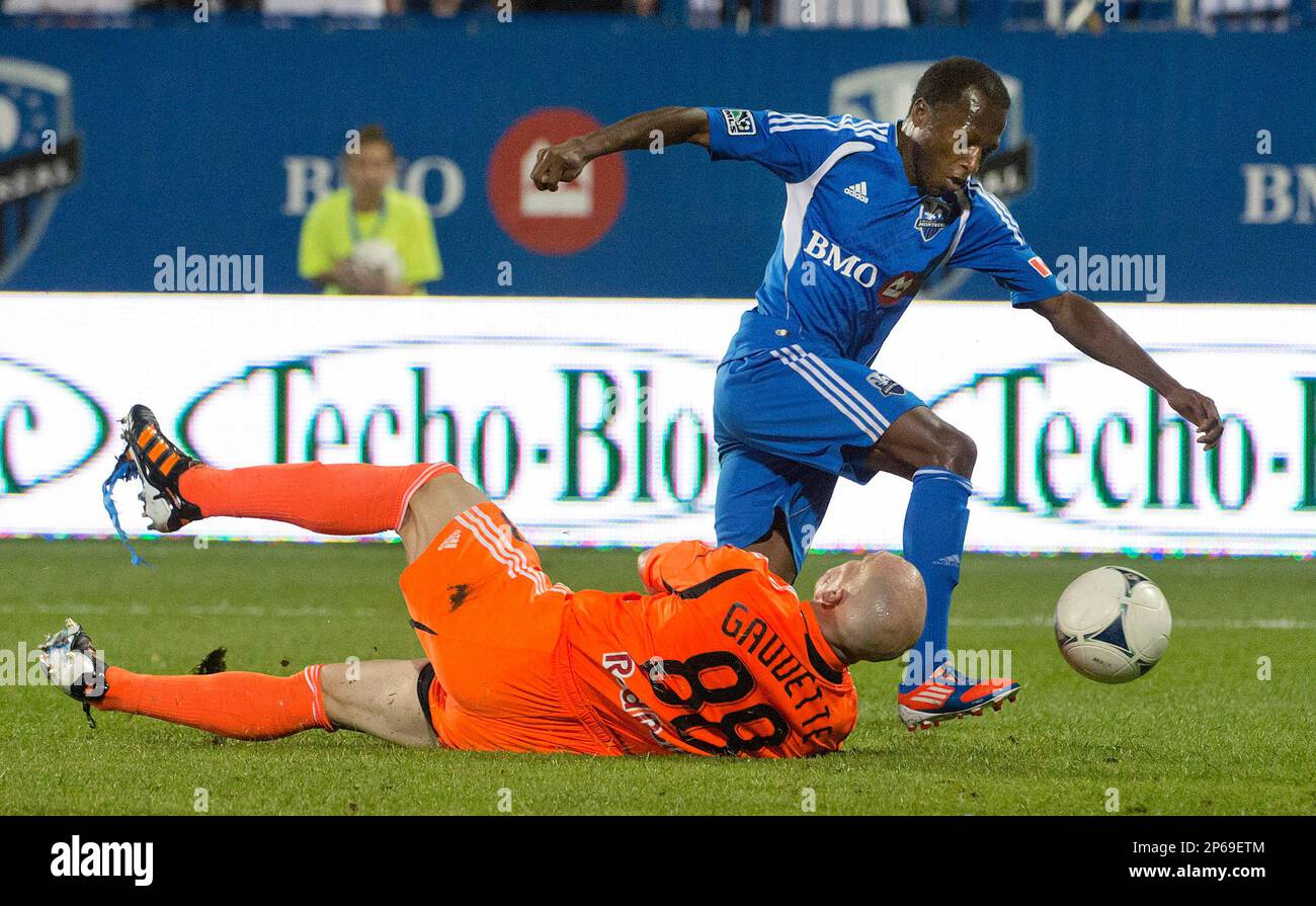 Montreal Impact's Sanna Nyassi tries to outmaneuver New York Red Bulls ...