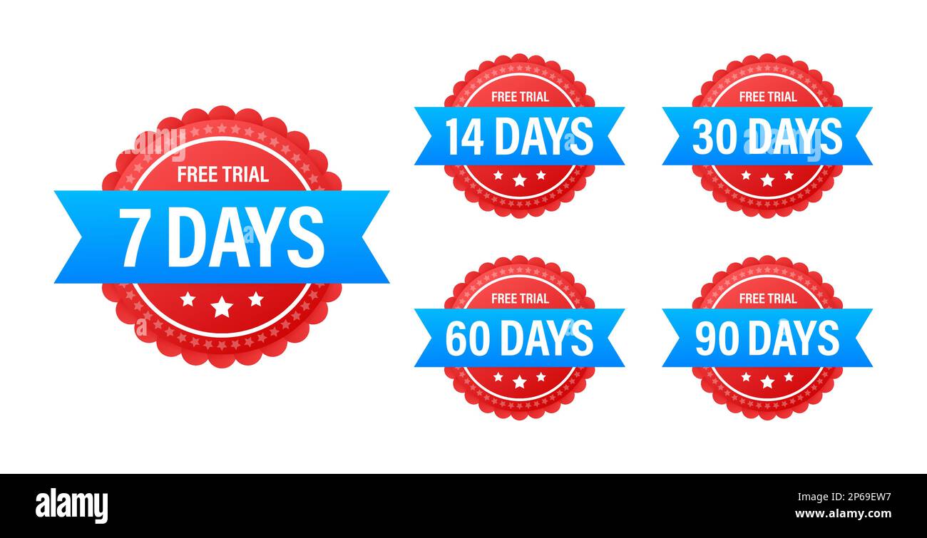 Days free trial emblem. 7 14 30 60 90 Days trial. Vector stock ...