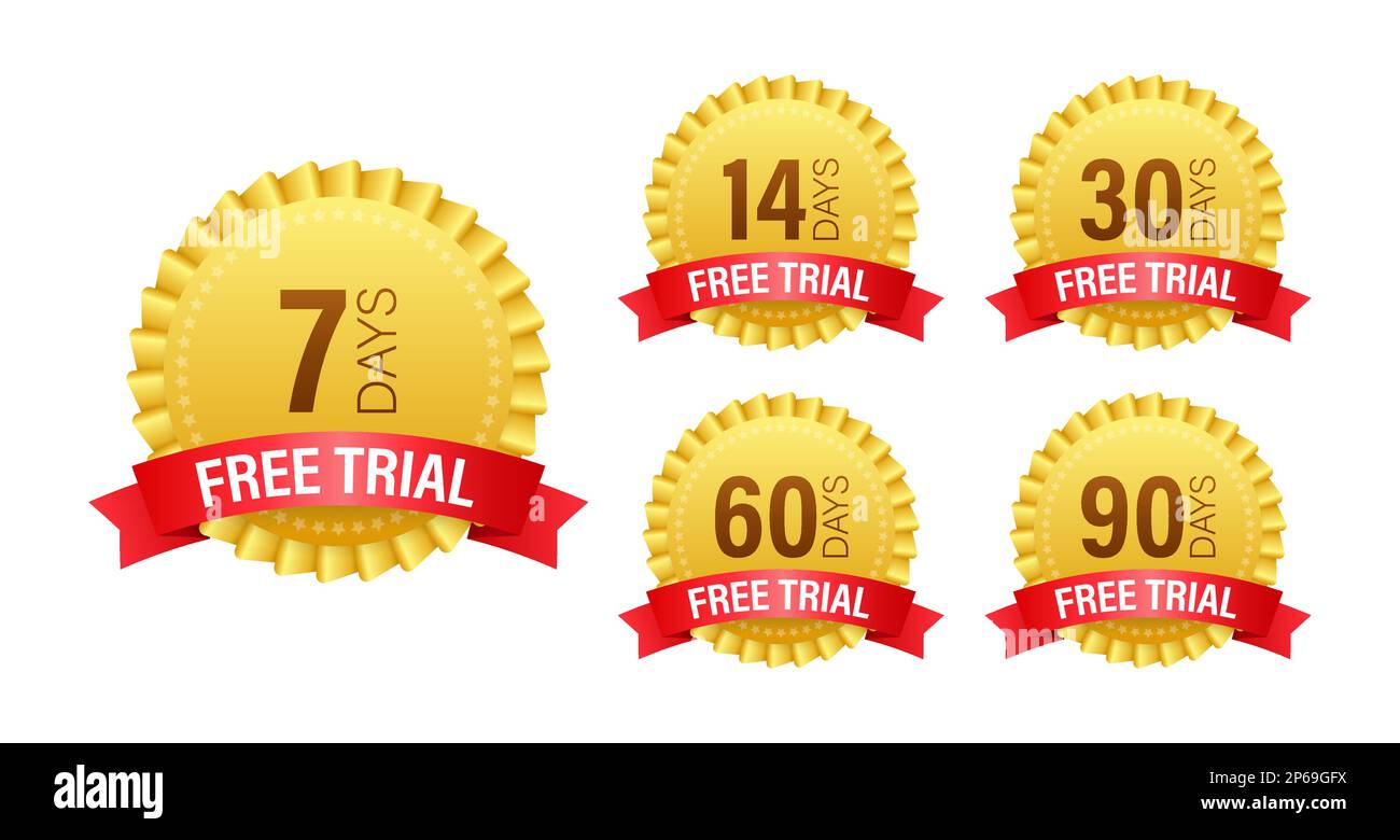 Days free trial emblem. 7 14 30 60 90 Days trial. Vector stock ...