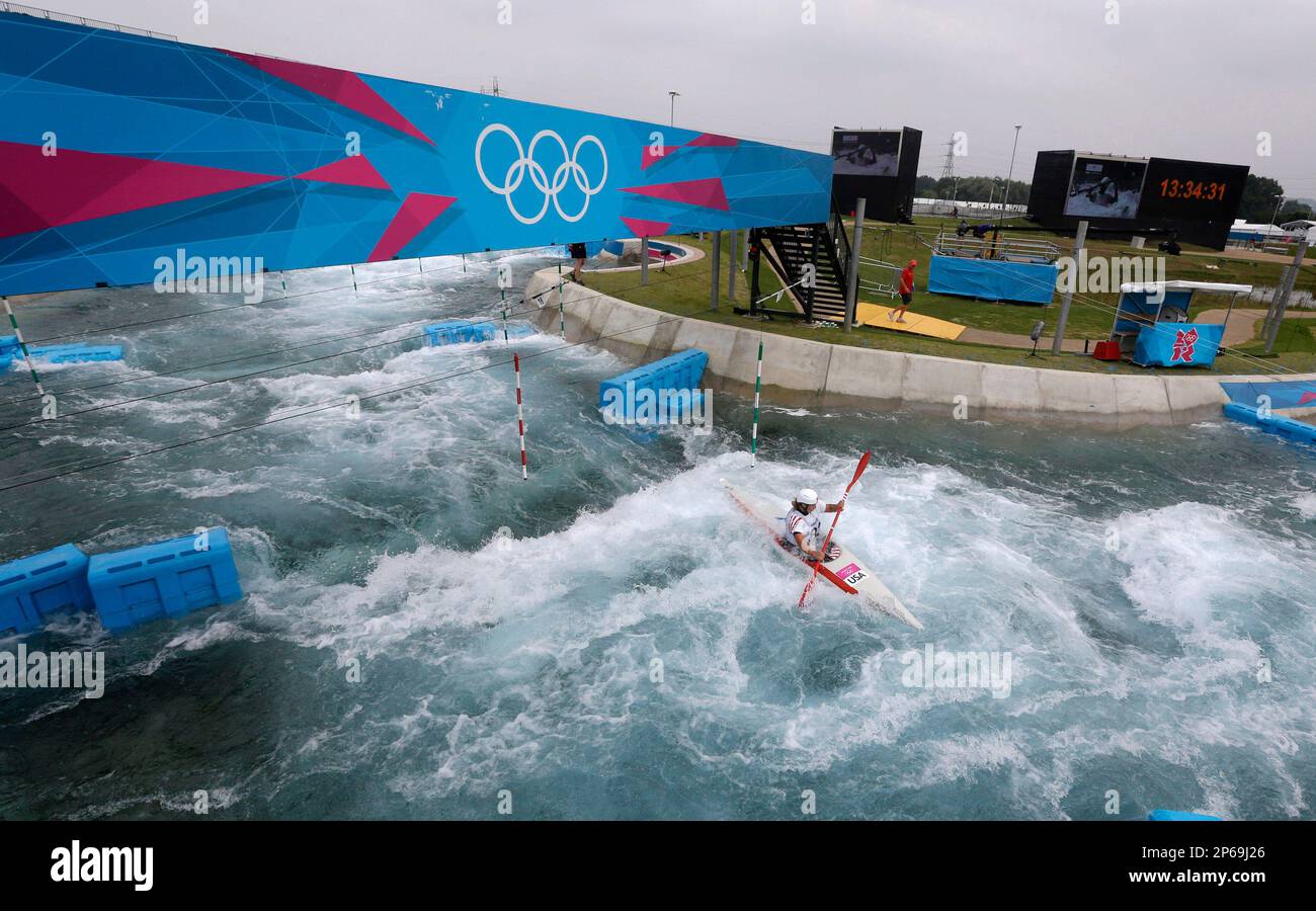 Caroline Queen, of the United States, trains for the women's K1 kayak ...