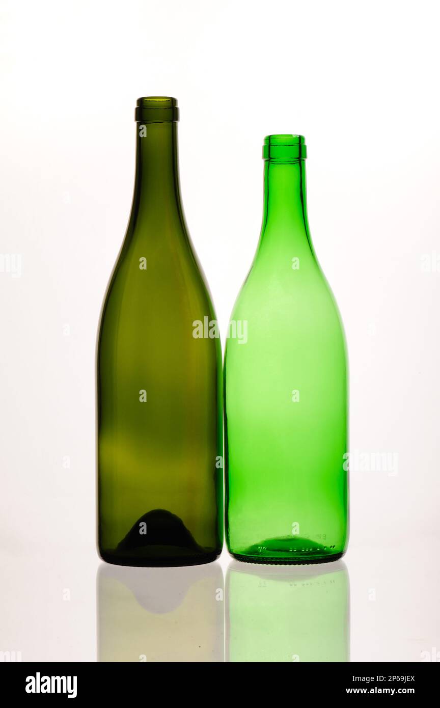 empty bottles of wine isolated on white background Stock Photo - Alamy