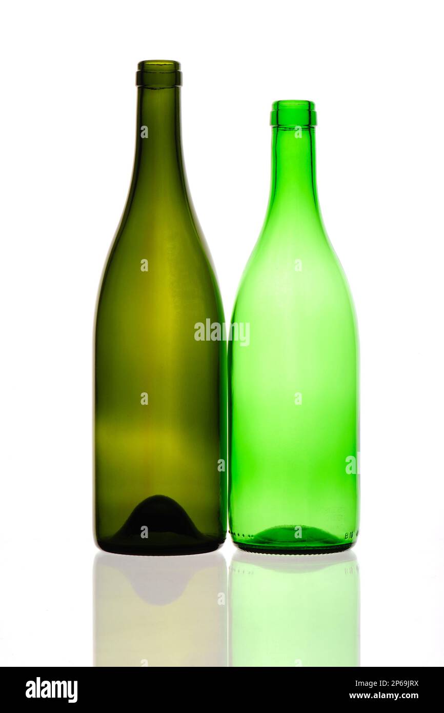 empty bottles of wine isolated on white background Stock Photo - Alamy
