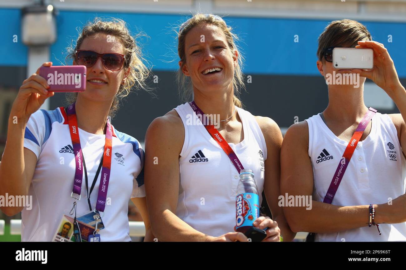 From left, British hockey players Ashleigh Ball, Crista Cullen and ...