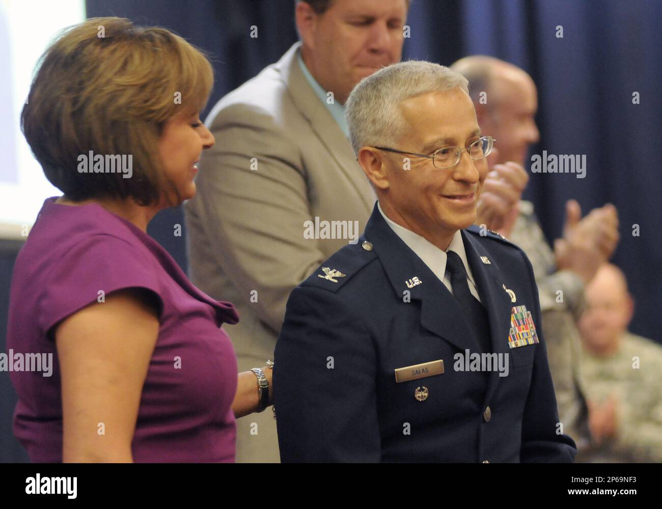 Gov. Susana Martinez, at left, introduces Col. Andrew Salas, right, as ...