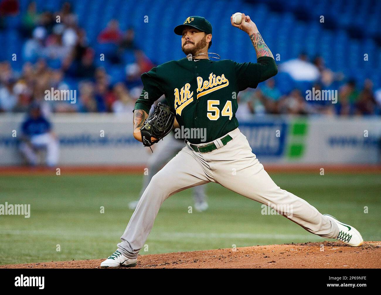 Oakland Athletics pitcher Travis Blackley delivers against the Toronto ...