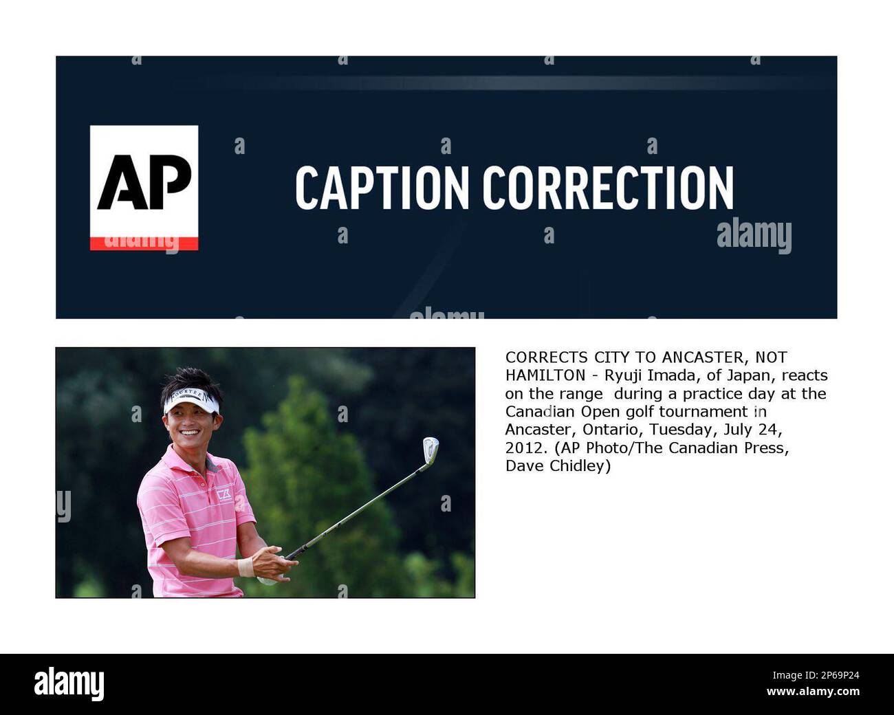 Ryuji Imada, of Japan, reacts on the range during a practice day at the ...