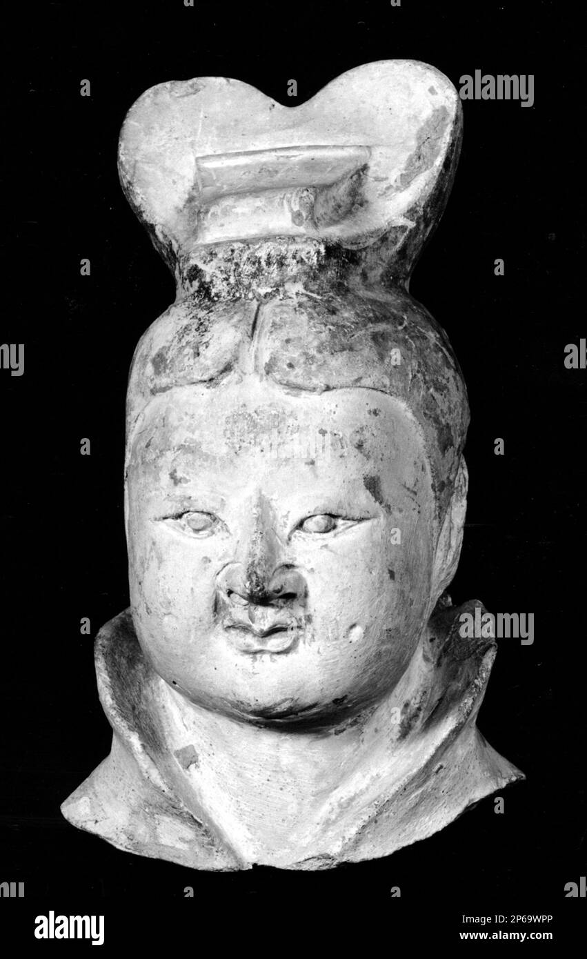Tang Style, Tomb Guardian: fragment of a head, 500–1800, pottery Stock ...
