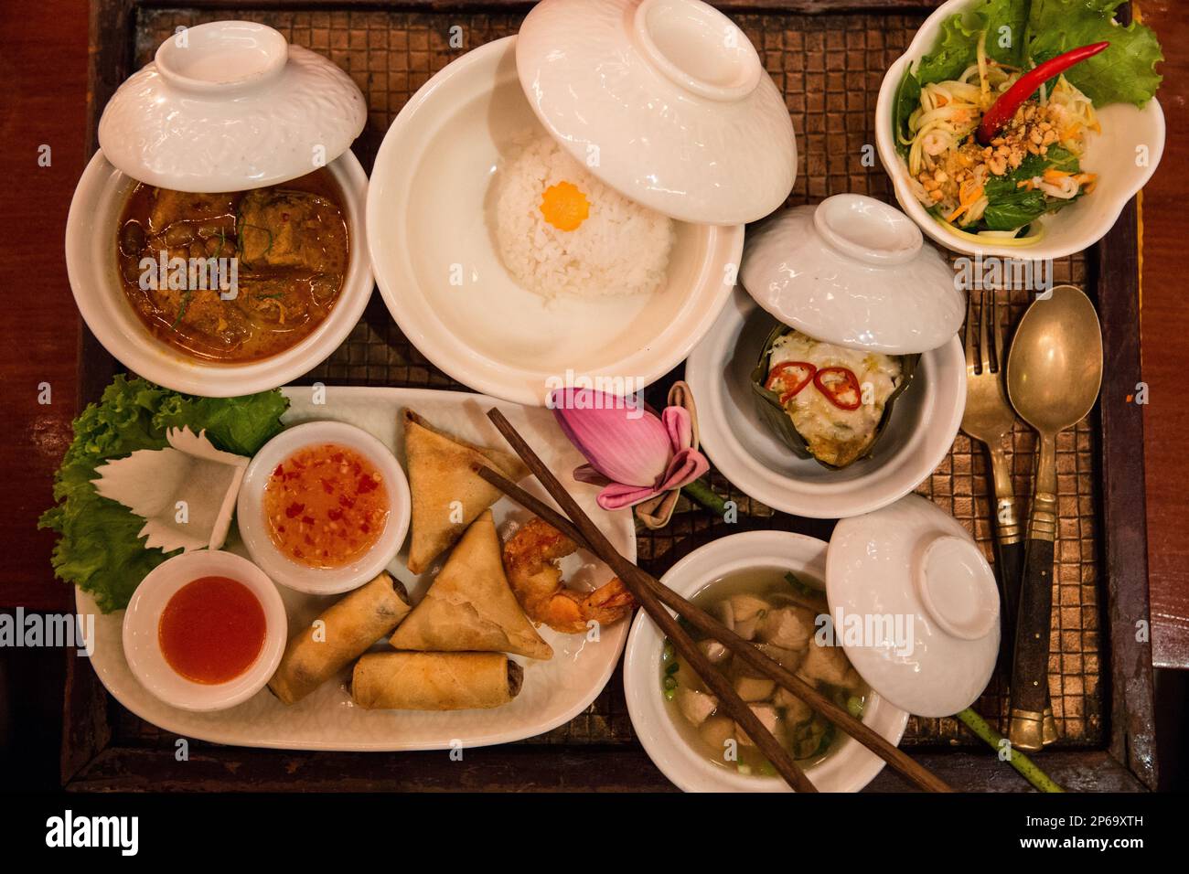Cambodian Dinner Set during s show Stock Photo - Alamy