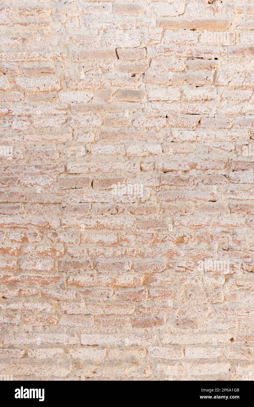 Background texture of old vintage dirty brick wall with white stains ...