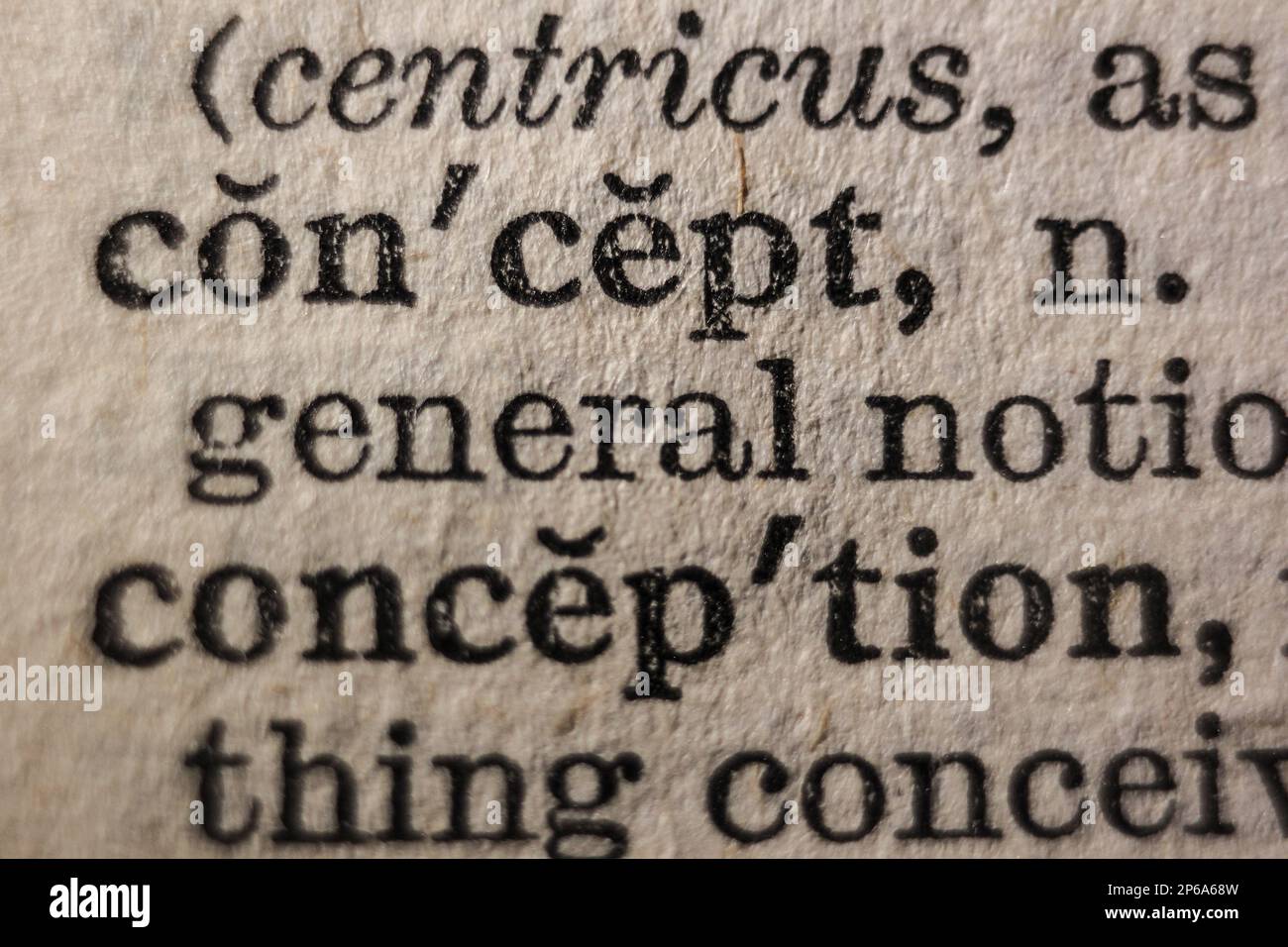 Definition of words and concept and conception on dictionary page ...