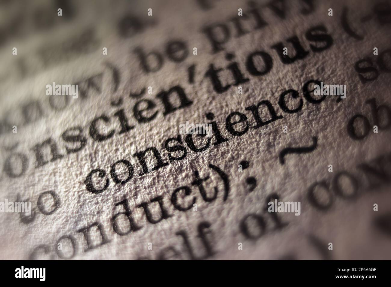 Definition of word conscience on dictionary page, close-up close-up ...