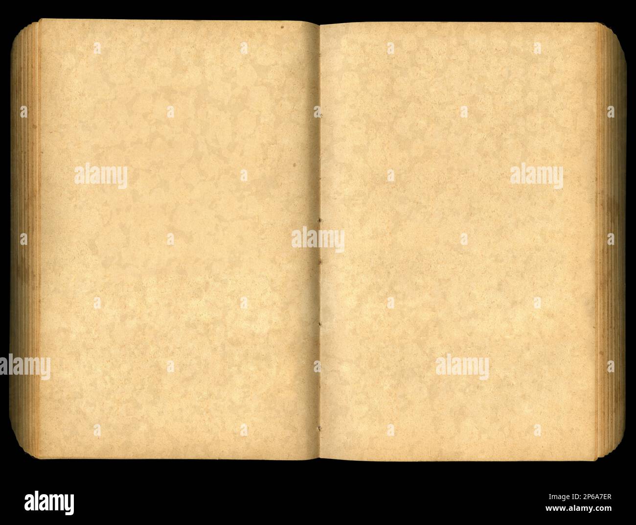 Old yellowed open book on a black background, old book in high ...