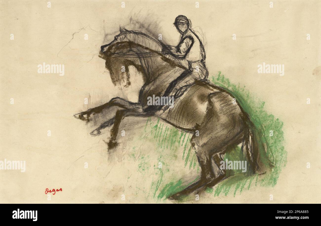 Hilaire-Germain-Edgar Degas, Jockey on a Rearing Horse, 1890s, black ...