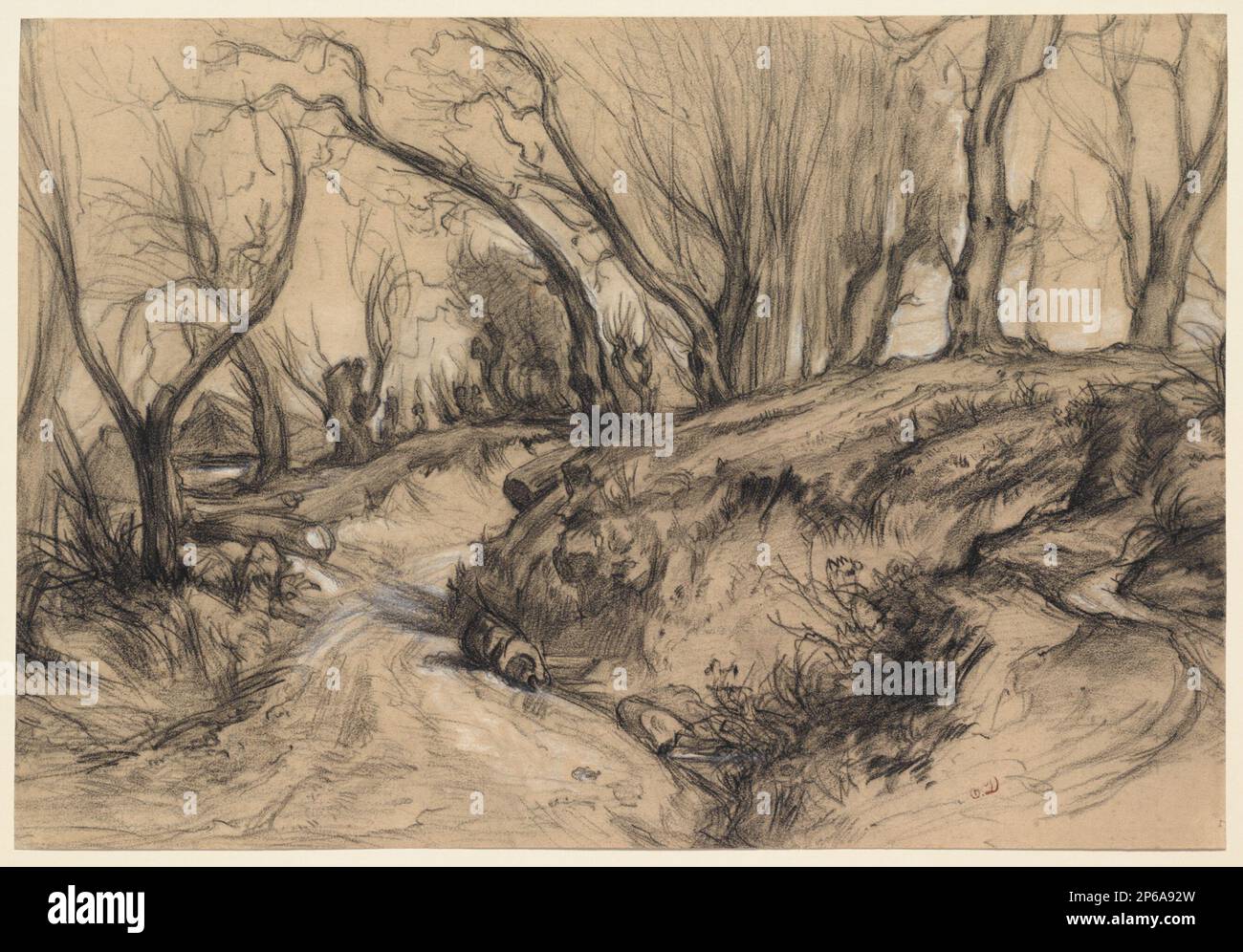 Attributed to Ferdinand-Victor-Eugène Delacroix, Winter Landscape, c ...