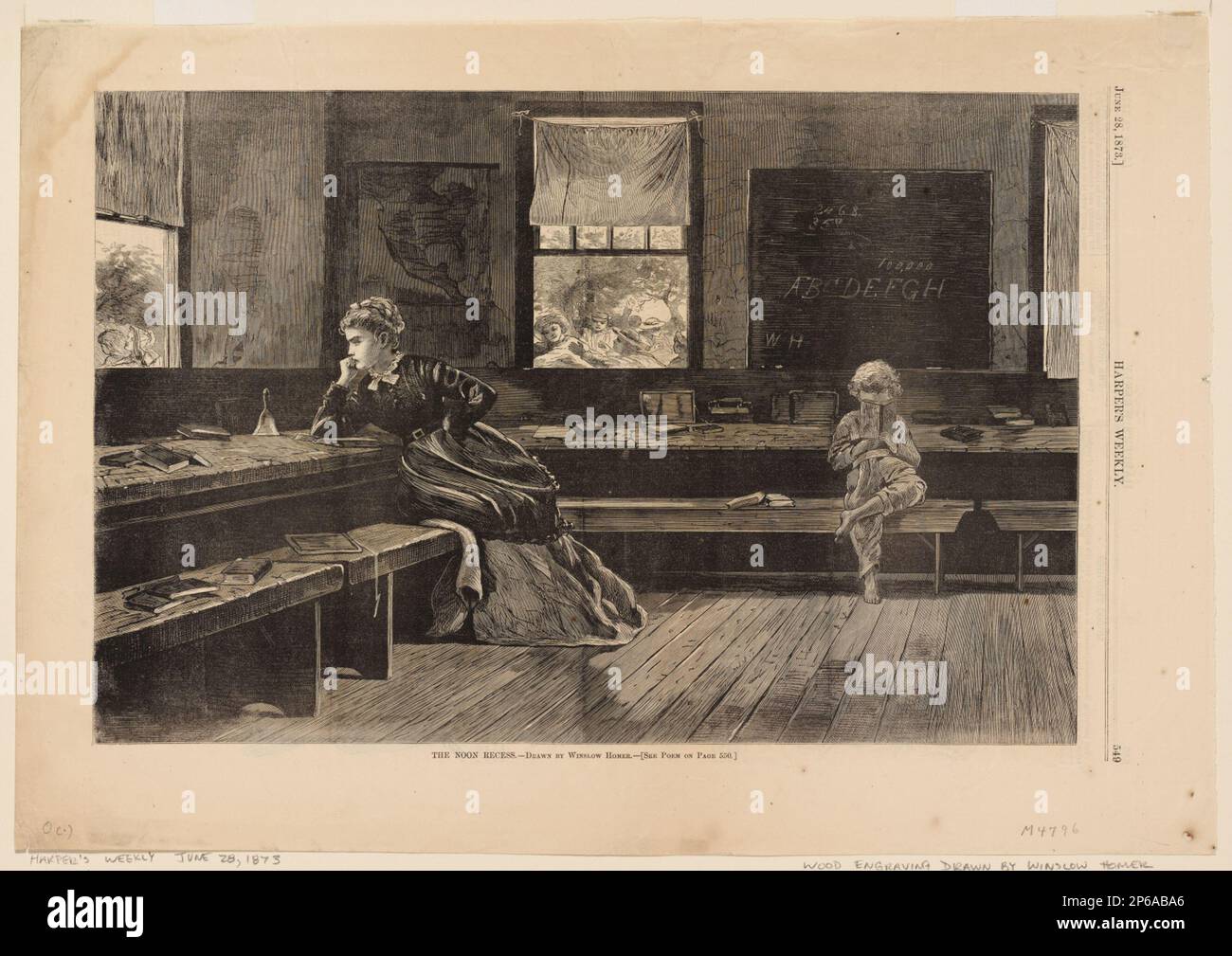 After Winslow Homer, The Noon Recess, 28 June 1873, wood engraving on ...