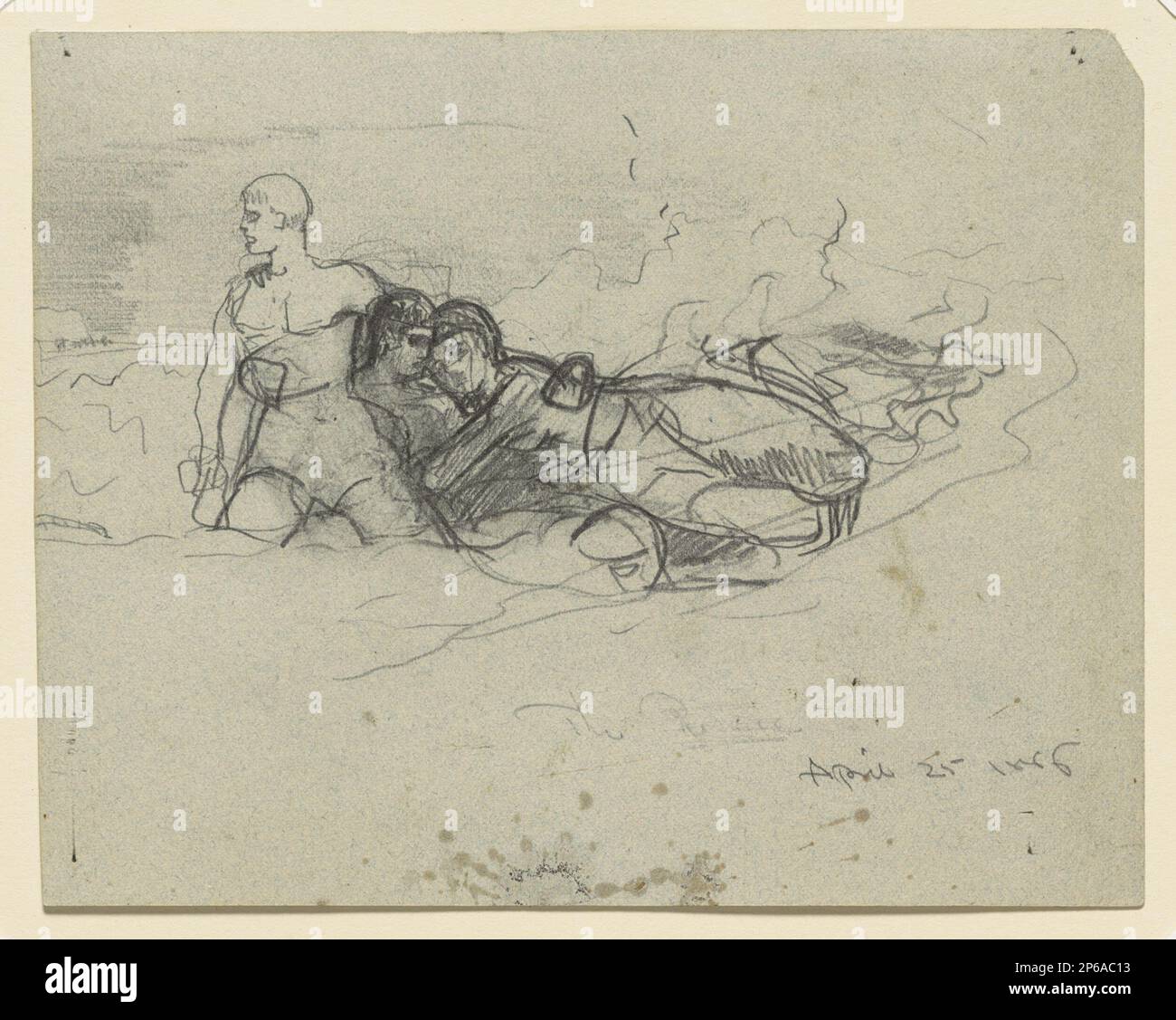 Winslow Homer, Standing Man Looking Away from Two Drowning Figures ...