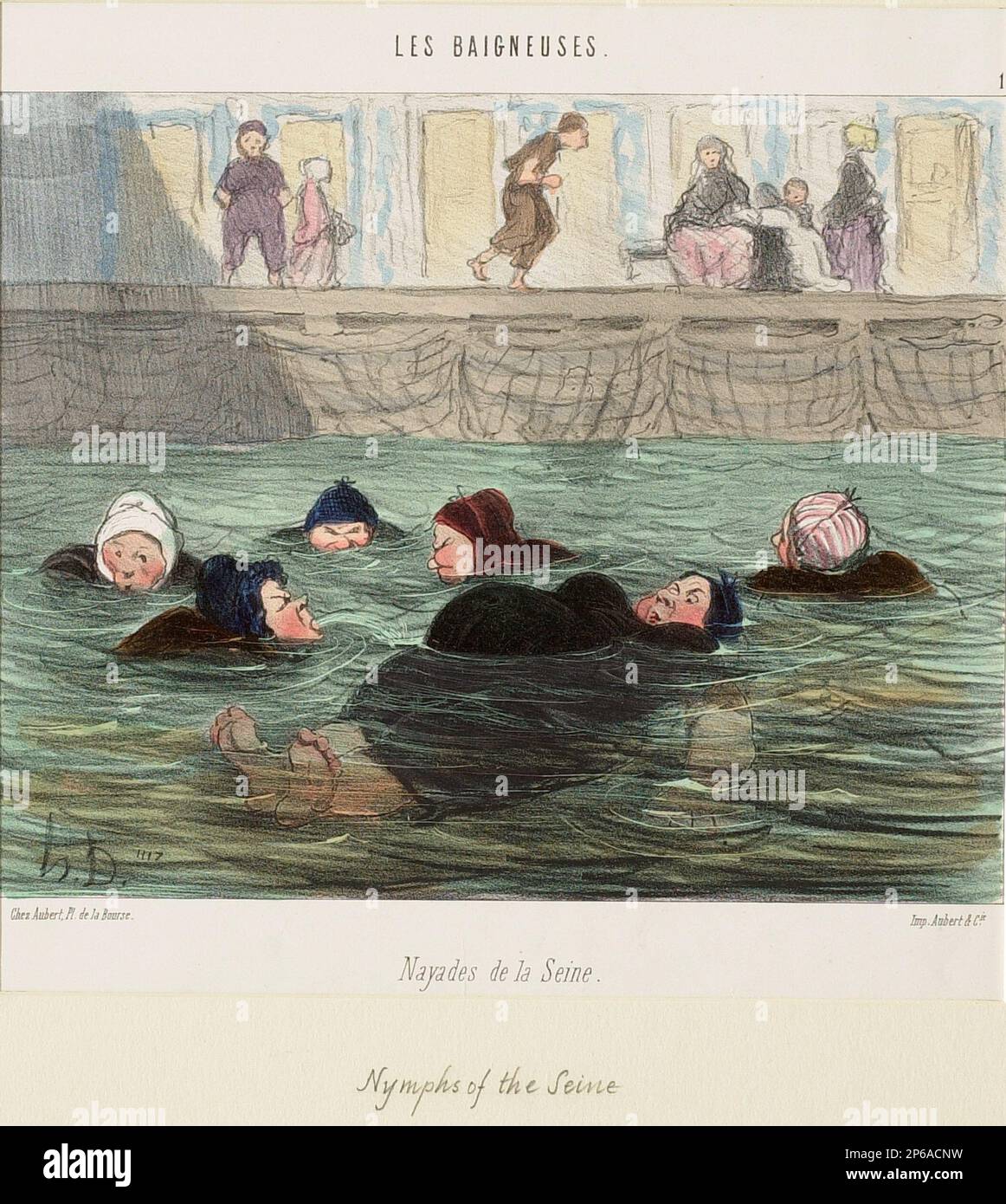 Honoré Daumier, Nayades de la Seine, 1847, color lithograph on paper ...