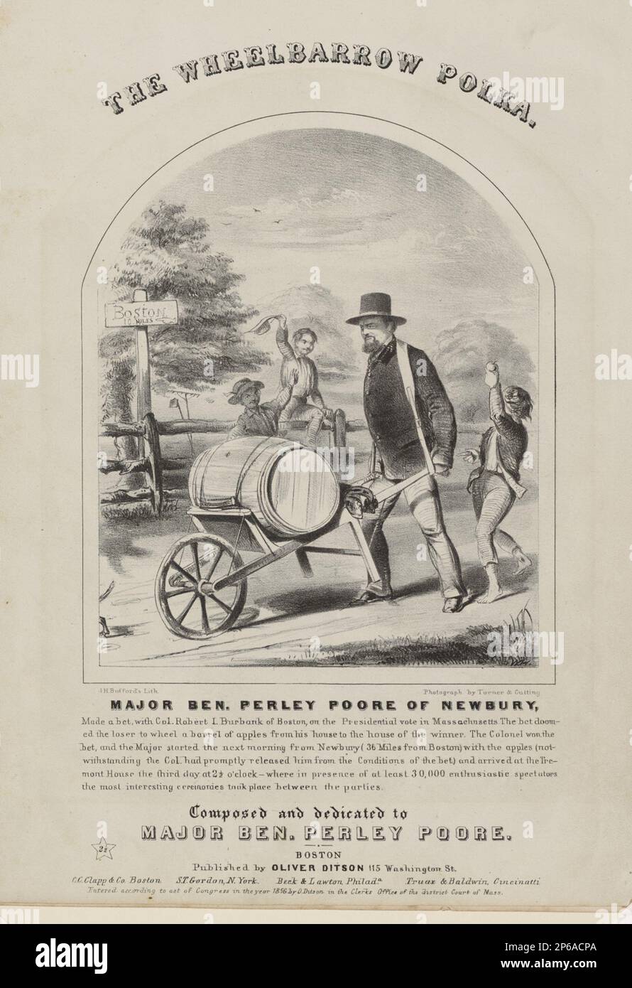 John Henry Bufford, The Wheelbarrow Polka, 1856, lithograph on cream ...