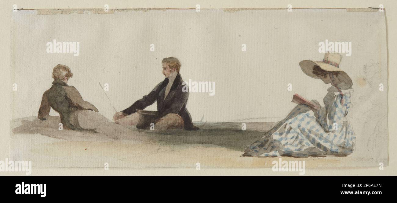 Auguste-Xavier Leprince, Two Men Relaxing, Woman Sketching, 1809–26 ...