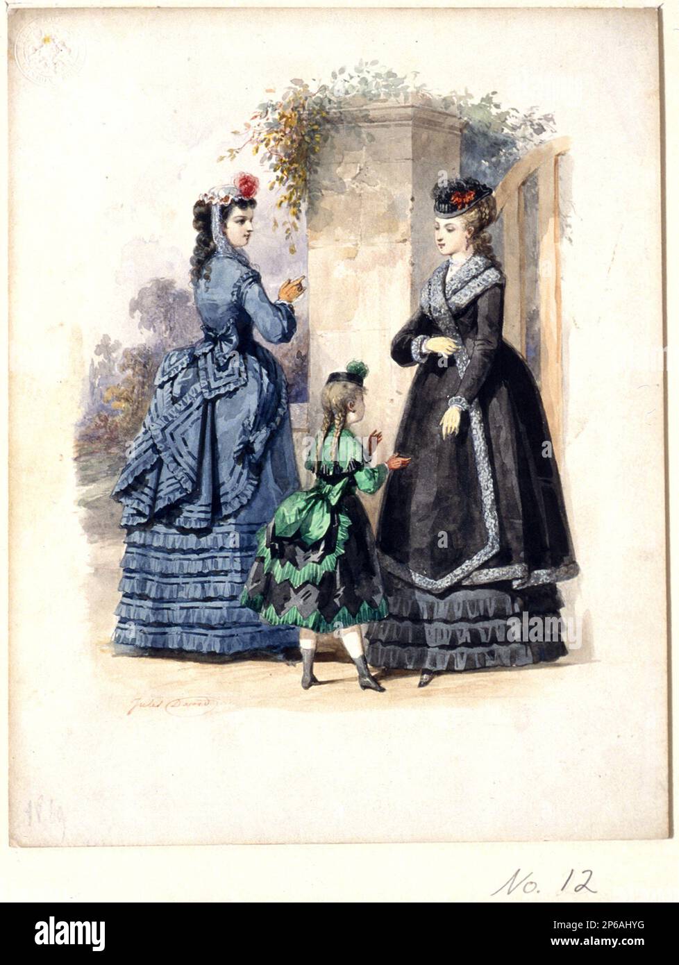 Jules David, Fashion Drawing No. 12, 1869, watercolor on white ...
