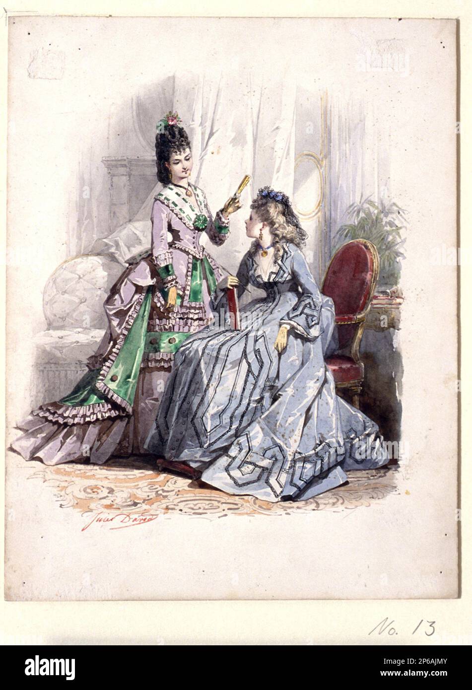 Jules David, Fashion Drawing No. 13, 1872, watercolor on white ...