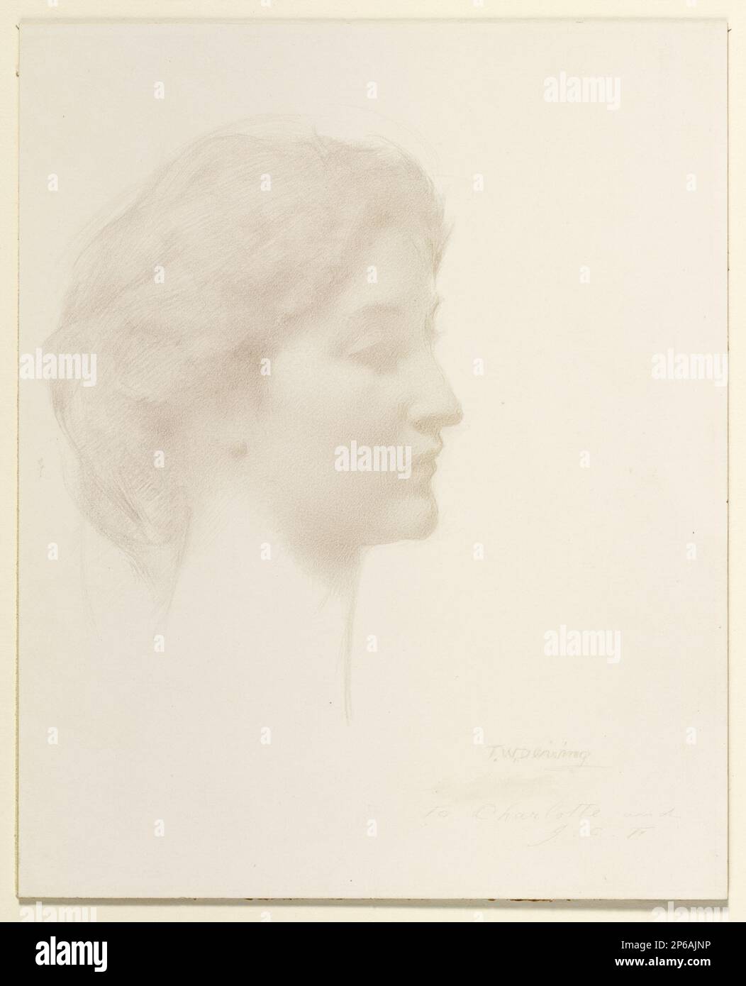 Thomas Wilmer Dewing, Head of a Girl, c. 1892, Gold pencil on white ...