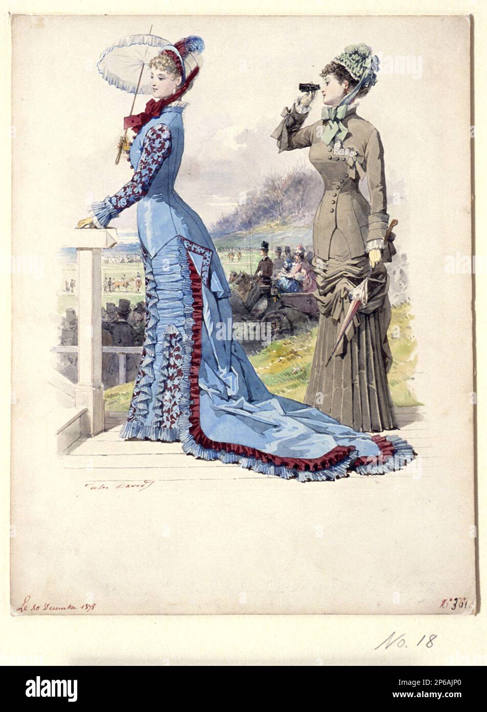 Jules David, Fashion Drawing No. 18, 1878, watercolor on white ...