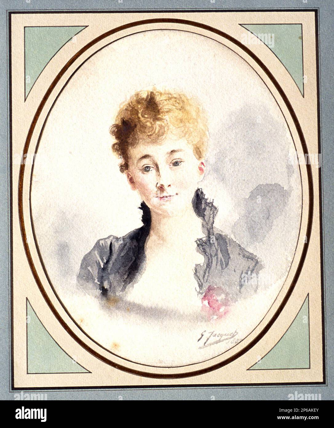 Gustave Jean Jacquet, Bust Portrait of a Woman, 1883, watercolor and ...