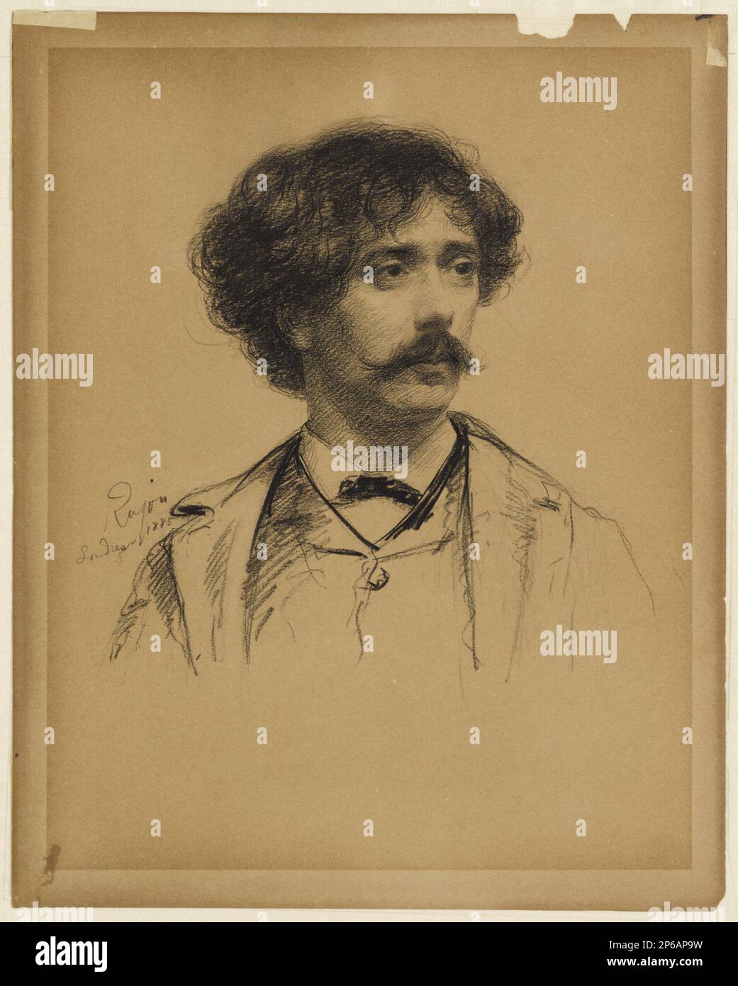 Paul-Adolphe Rajon, Portrait of Pablo Sarasate, 1885, black chalk on ...