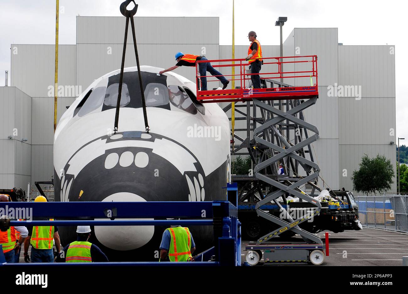 NASA's Space Shuttle Full Fuselage Trainer crew compartment is readied ...