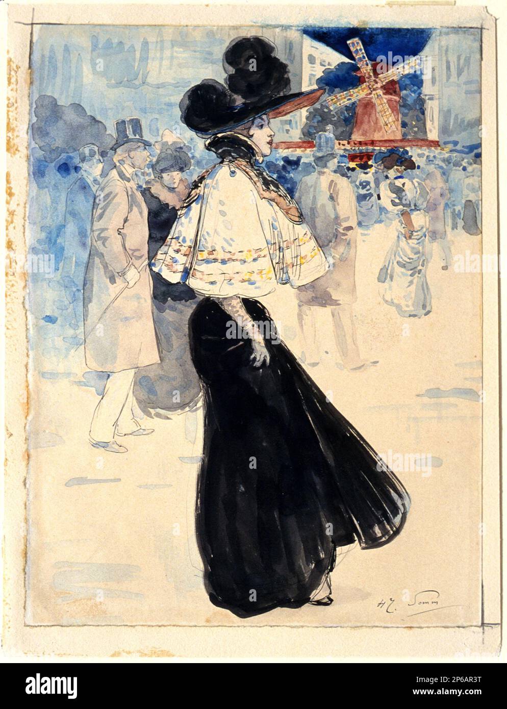 Henry Somm, Le Moulin de la Galette, 1854–1907, pen and black ink and ...