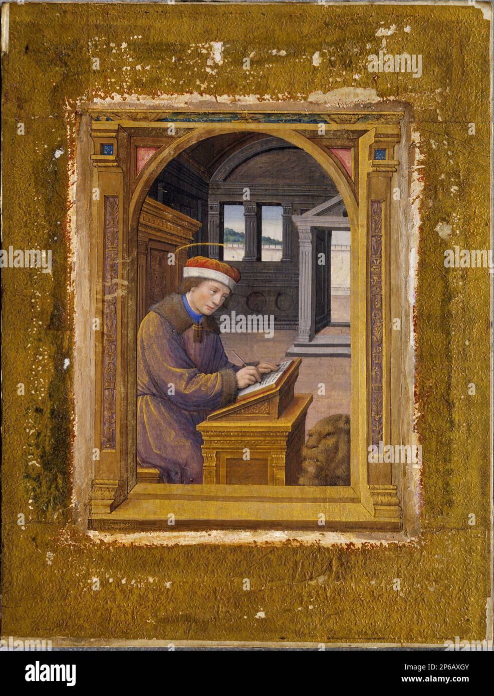 Jean Bourdichon, Saint Mark, c. 1510, tempera heightened with gold on ...