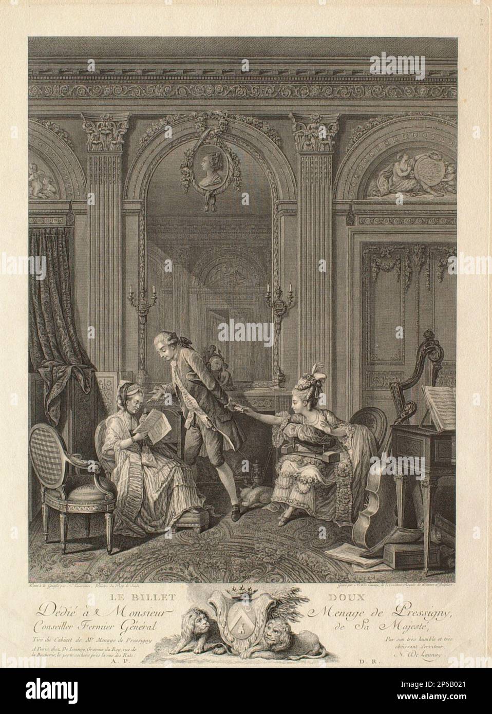 Nicolas Delaunay, Le billet doux, 1749–1792, engraving on paper Stock ...