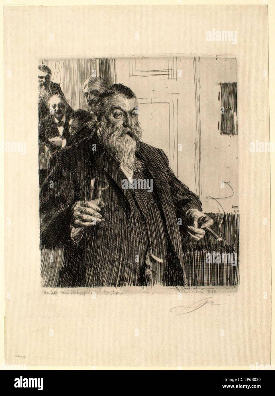 Anders Leonard Zorn, The Toast, 1893, etching on paper Stock Photo - Alamy