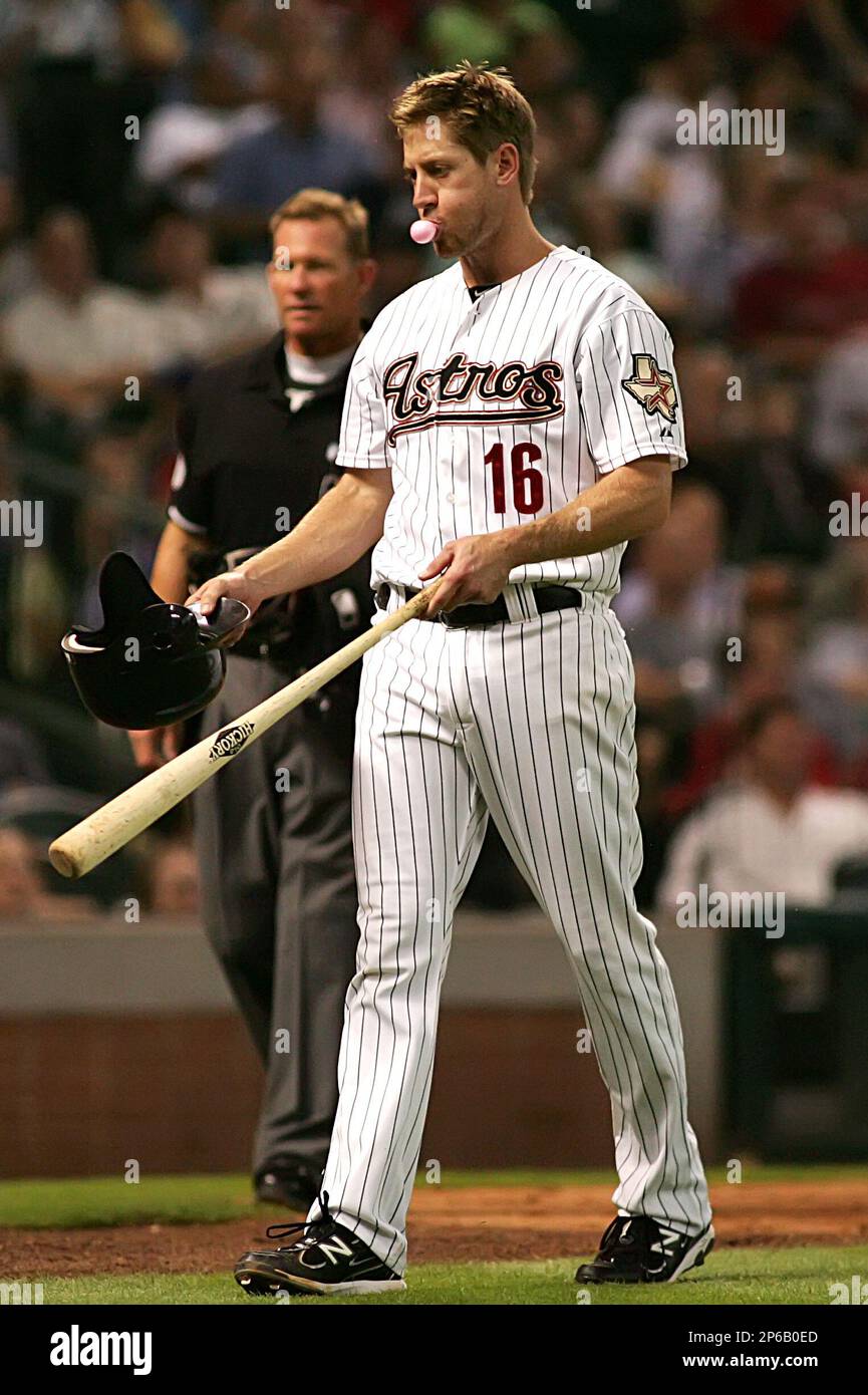 JUNE 27 2012: Houston Astros infielder Matt Downs #16 walks back to the dugout after strinking ...