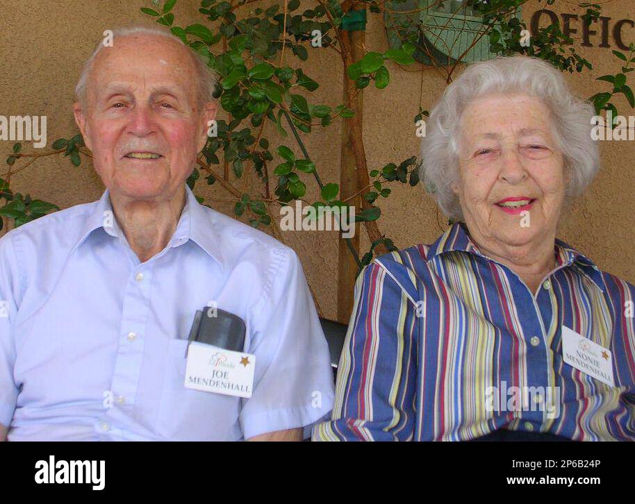 In this undated photo, Joe Mendenhall, left, and his wife, Leone "Nonie ...