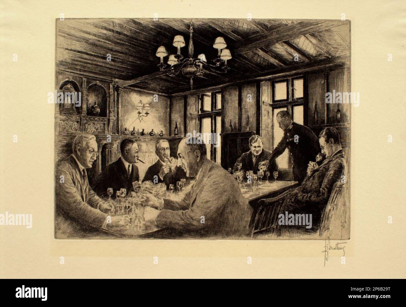 Richard George Mathews, Cigars and Brandy, 20th century, etching on ...