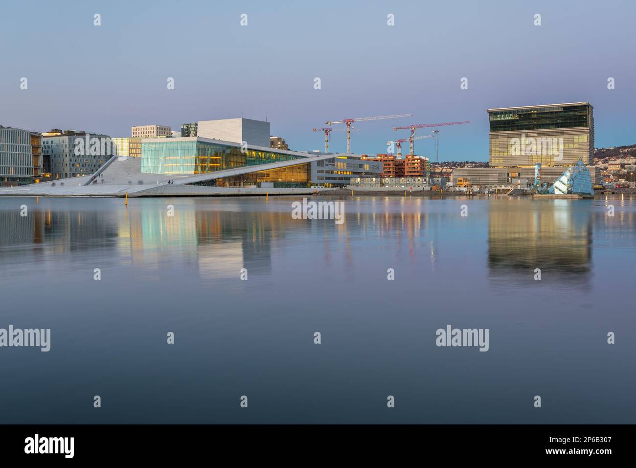 Norway, Oslo - 14 April 2019: View on a side of the National Oslo Opera ...