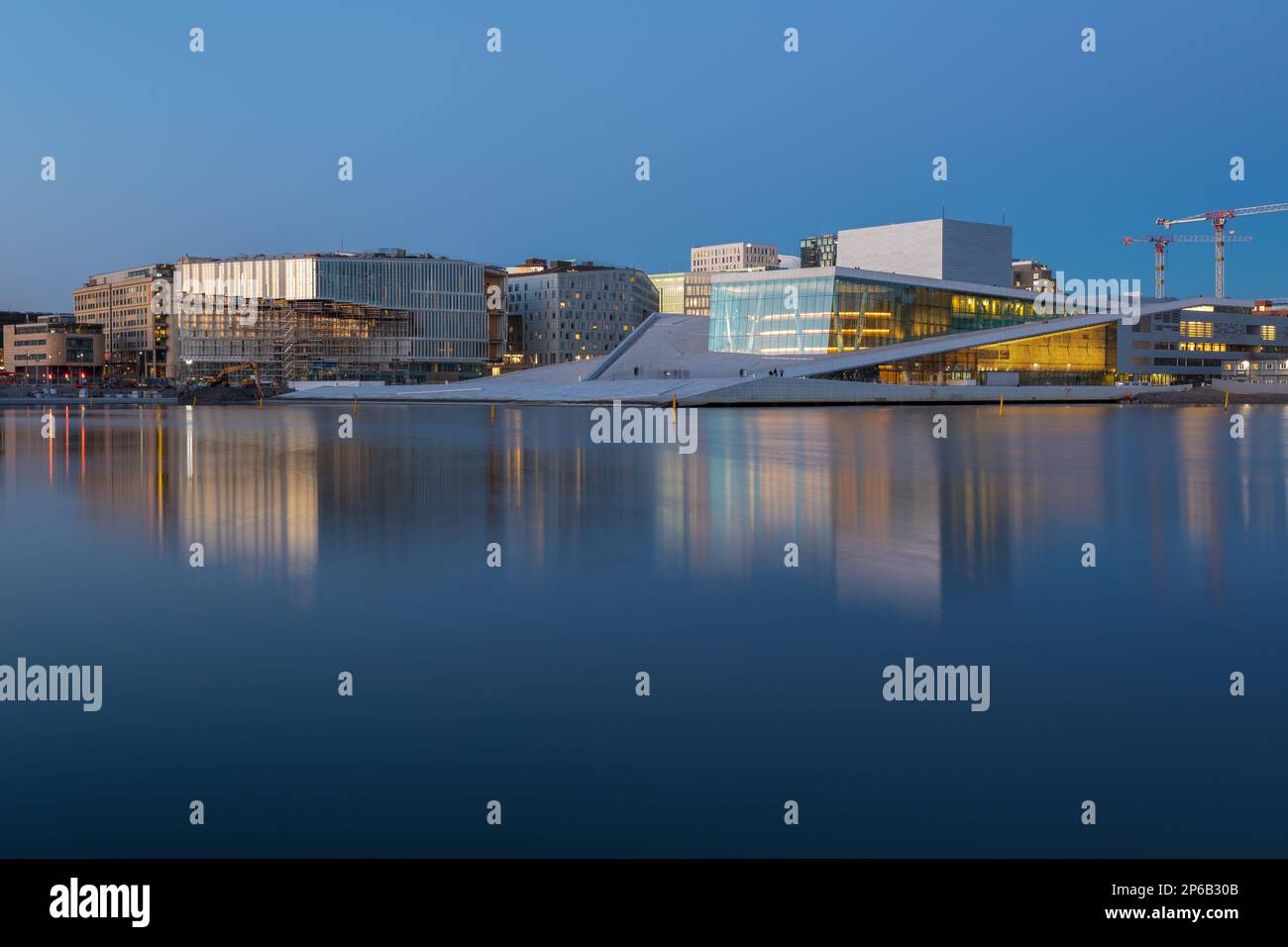 Norway, Oslo - 14 April 2019: View on a side of the National Oslo Opera ...